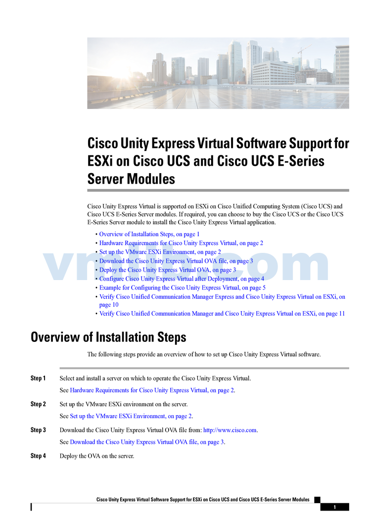 Cisco UCS和Cisco UCS E系列服务器模块上的ESXi上的Cisco Unity Express虚拟软件支持 - VM技术库