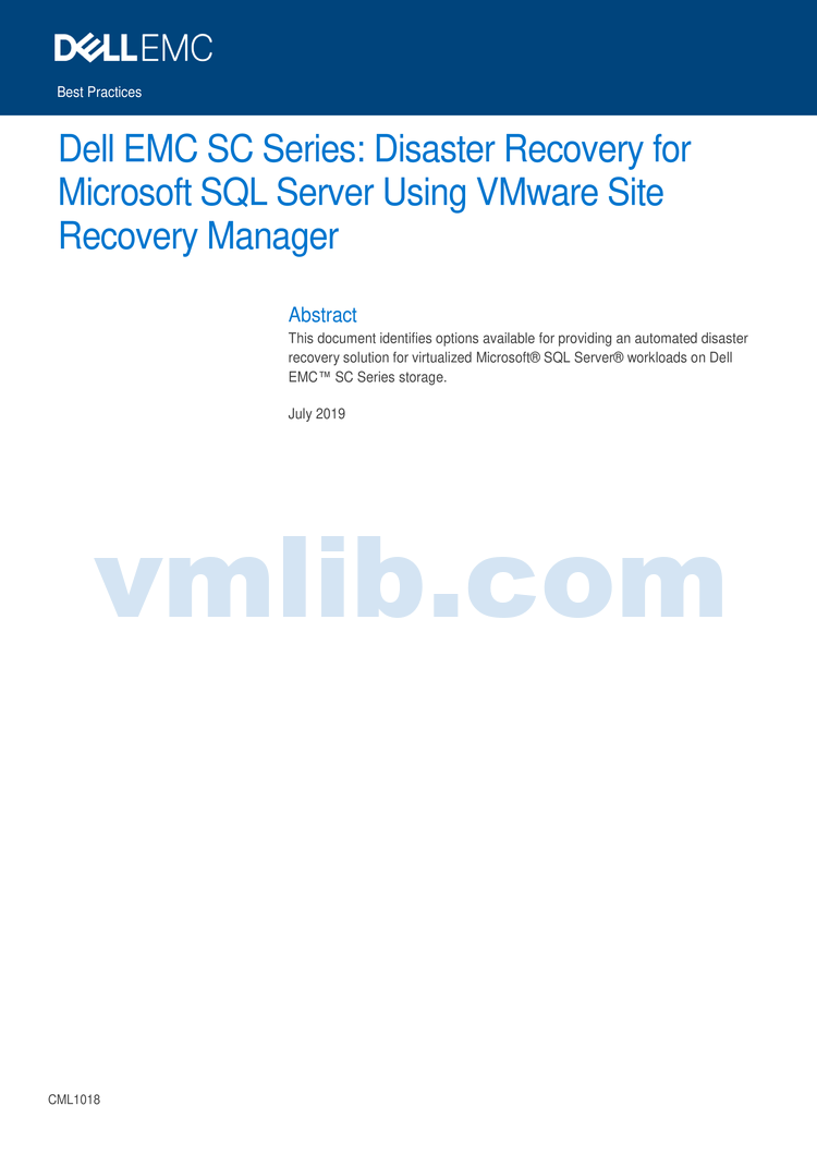 基于VMware Site Recovery Manager的Dell EMC SC系列 - Microsoft SQL Server的最佳实践：灾难恢复 - VM技术库