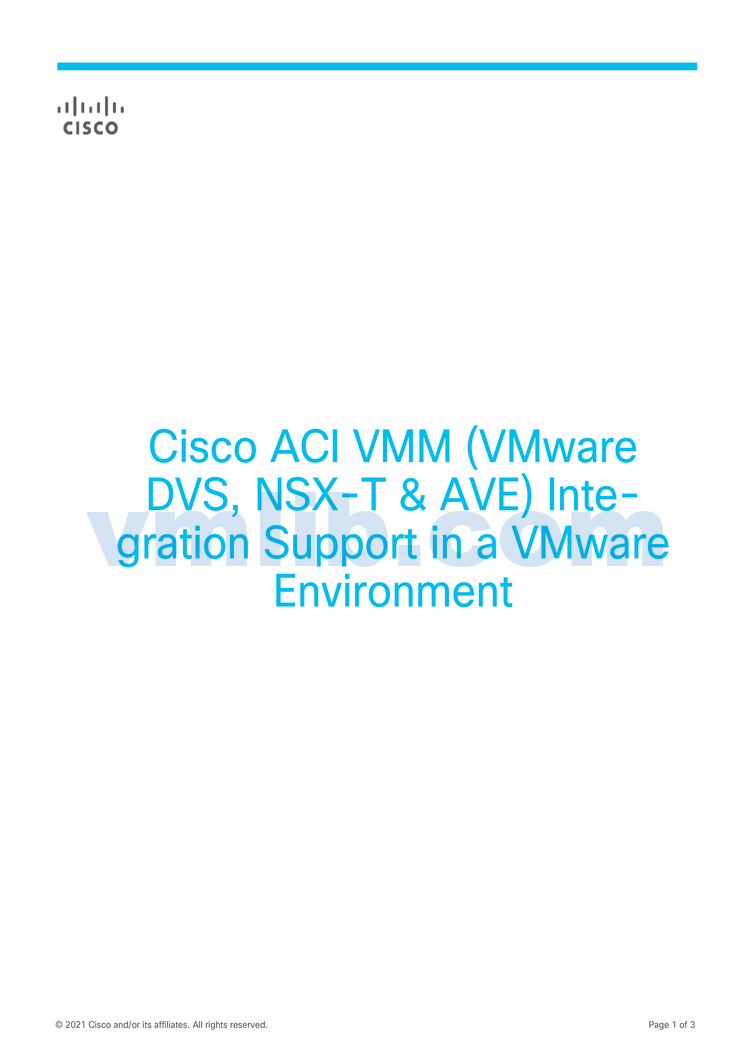 VMware环境中的Cisco ACI VMM (VMware DVS, NSX-T和AVE)集成支持 - VM技术库