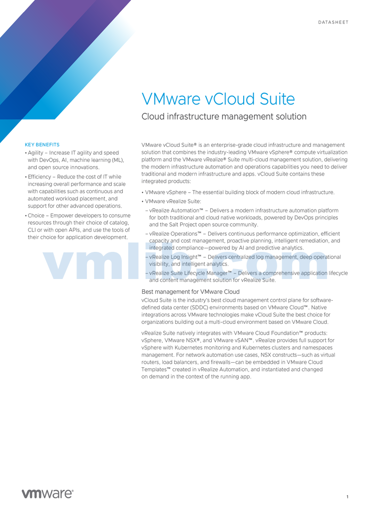 VMware vCloud Suite数据表 - VM技术库 VMware vCloud Suite数据表 - VM技术库