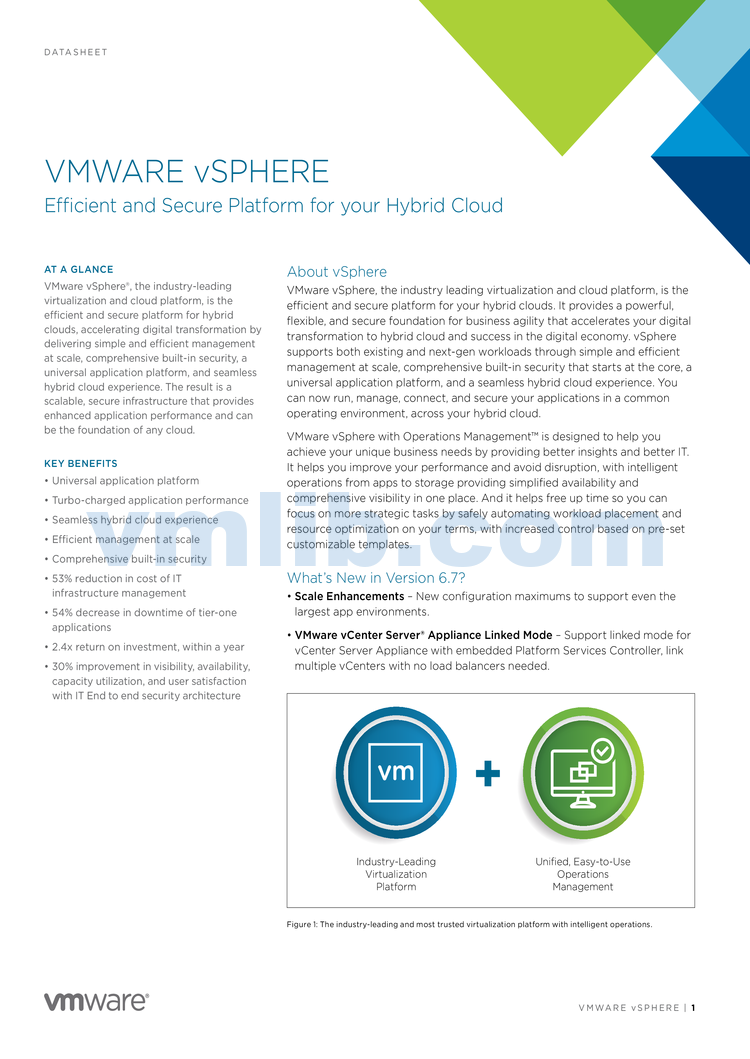 VMware vSphere 6.7产品数据表 - VM技术库