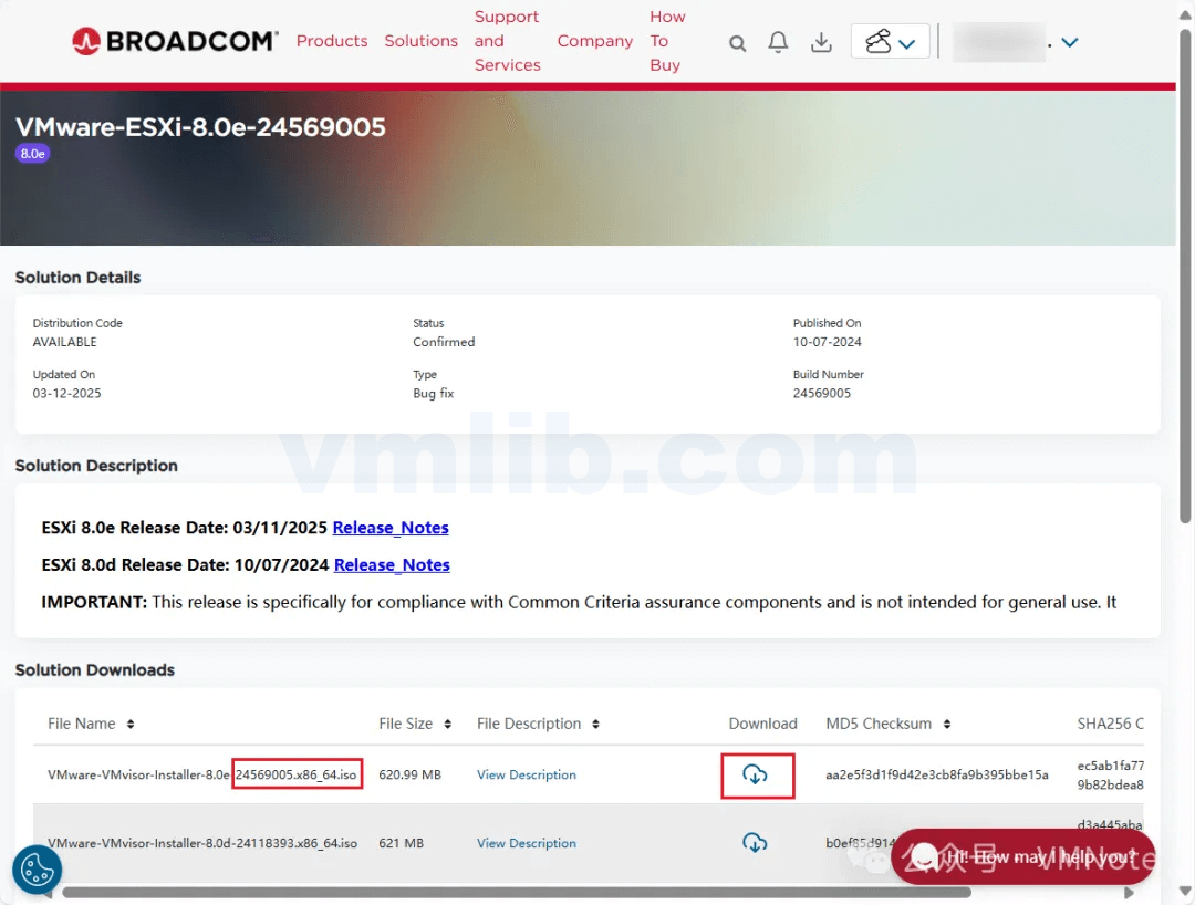 如何从博通站点下载指定build number的VMware ESXi和vCenter的软件包 - VM技术库